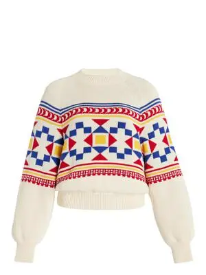 HIGH SPORT Lara Fair Isle Knit Cotton Sweater