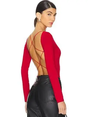 SANS FAFF Cross Back Bodysuit - Red