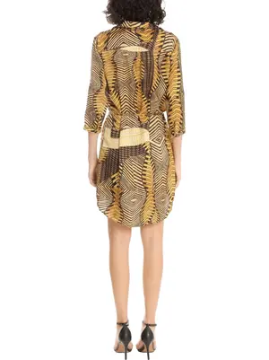 AMIR SLAMA Abstract Print Silk Dress - Yellow