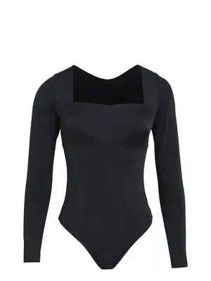 AMIR SLAMA Square Neck Top - Black