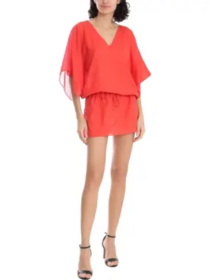 AMIR SLAMA V-neck Mini Beach Dress - Red