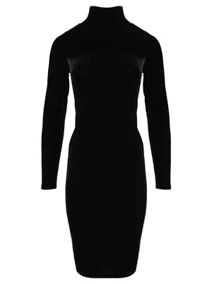 AMIR SLAMA High-neck Velvet Dress - Black