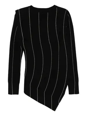 Sacai Chalk Stripe Sweater - Black
