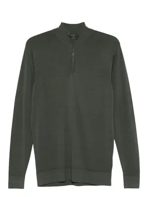 Sunspel Merino Wool Half-zip Sweater - Green