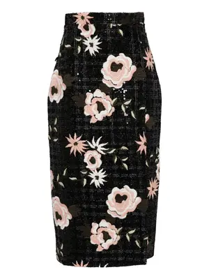 Elie Saab Embroidered Tweed Skirt - Black