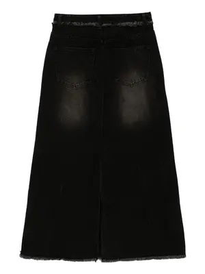 TOUT A COUP Distressed Denim Skirt - Black