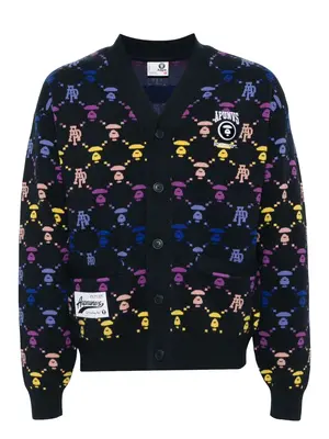 AAPE BY *A BATHING APE® All-over Logo Cardigan - Blue
