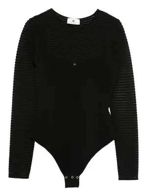 Elisabetta Franchi Herringbone Bodysuit - Black