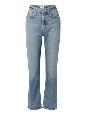 AGOLDE Stovepipe Frayed Straight-leg Organic Jeans - Blue