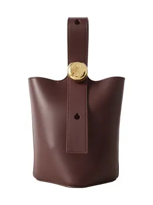 Loewe Pebble Mini Leather Bucket Bag - Burgundy