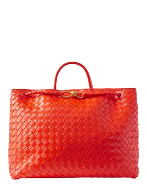 Bottega Veneta Andiamo Large Embellished Intrecciato Leather Tote - Orange