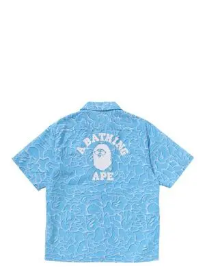A BATHING APE Abc Sea Surface Camo Open Collar Short Sleeve Shirt - Blue