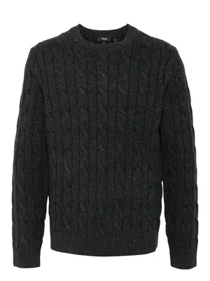 Theory Cable Knit Mock Neck Sweater - Grey