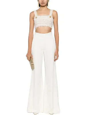 Elie Saab Embroidered Flared Trousers - Neutrals