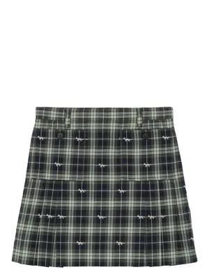 Maison Kitsuné Pocket-embellished Pleated Mini Skirt - Green