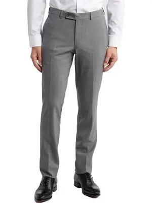 JACK VICTOR Patrick Flat Front Stretch Wool Dress Pants - Medium Grey