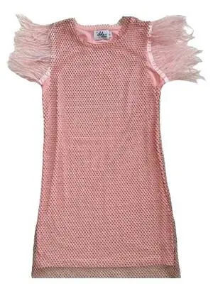 LOLA + THE BOYS Sequin Dress With Feather Trims - Light Pink
