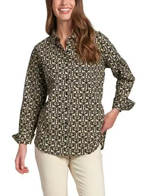 APNY Boyfriend Poplin Button-up Shirt - Black/ivory