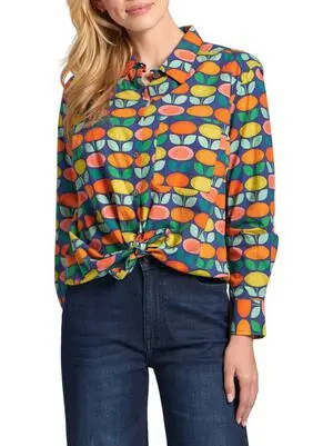 APNY Boyfriend Poplin Button-up Shirt - Navy Multi