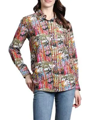 APNY Boyfriend Poplin Button-up Shirt - Red Multi