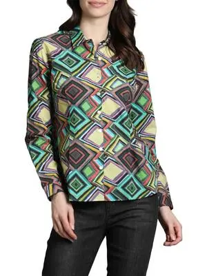 APNY Print Poplin Shirt - Turquoise/green Multi