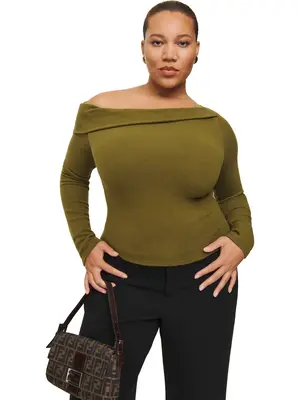 REFORMATION Elio Knit Top Pear