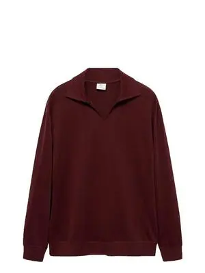 Mango Oversize Cotton Polo Sweatshirt - Burgundy