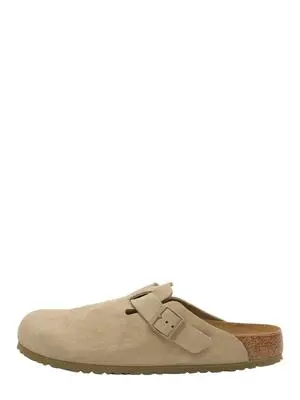 BIRKENSTOCK Boston Suede Clogs Faded Khaki Suede