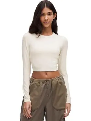 Lululemon Hold Tight Straight-hem Cropped Long-sleeve Shirt - Light Ivory