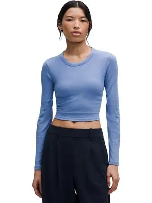 Lululemon Hold Tight Straight-Hem Cropped Long-Sleeve Shirt Prep Blue