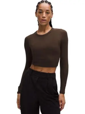 Lululemon Hold Tight Straight-hem Cropped Long-sleeve Shirt - Walnut Crunch