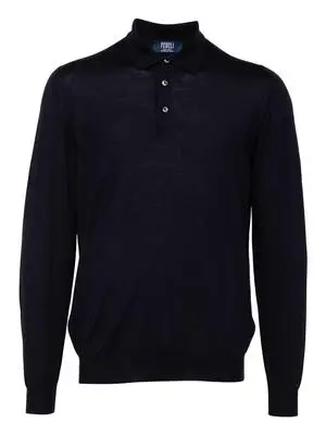 Fedeli Virgin-wool Polo Shirt - Blue