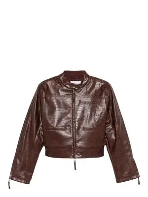 HOUSE OF SUNNY Embossed Faux Leather Jacket - Brown