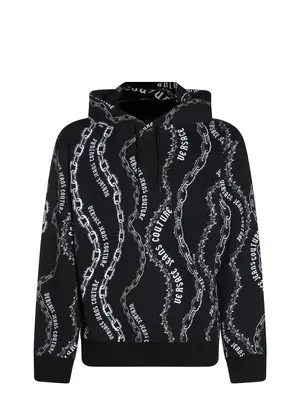 Versace Logo-print Cotton Hoodie - Black