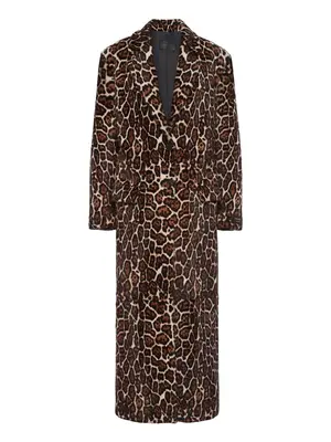Prada Animal-printed Sheepskin Coat - Brown