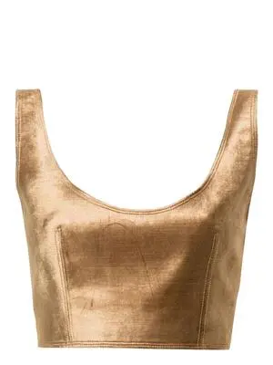 FORTE_FORTE Cropped Velvet Tank Top - Gold