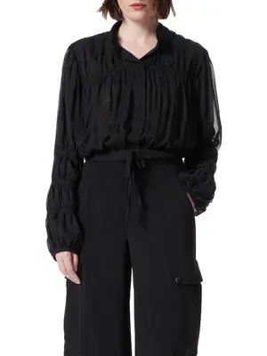 DO BY DEE OCLEPPO Smocked Chiffon Top - Black