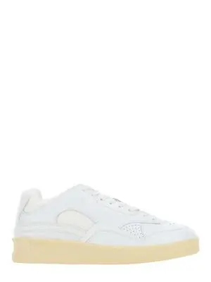 JIL SANDER Leather And Fabric Sneakers - White