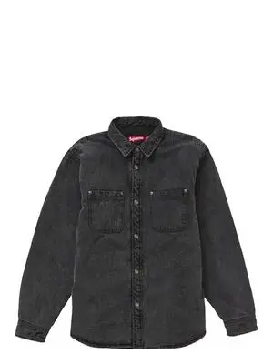 Supreme Faux Shearling Lined Work Shirt - Black Denim