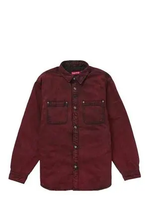 Supreme Faux Shearling Lined Work Shirt - Red Denim