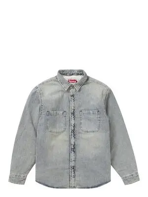 Supreme Faux Shearling Lined Work Shirt - Washed Indigo Denim