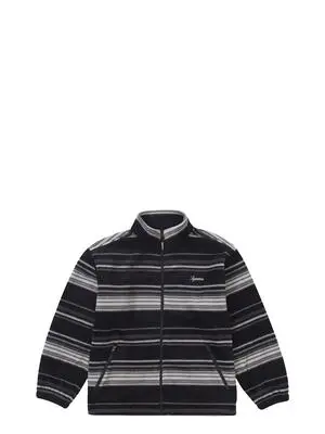 Supreme Stripe Zip Up Fleece Jacket - Black