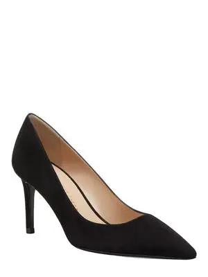 STUART WEITZMAN Power 75 Pointed Toe Pump - Black Suede