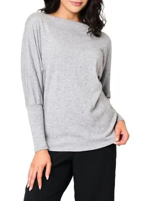 GIBSONLOOK Slouchy Boatneck Top - Heather Grey
