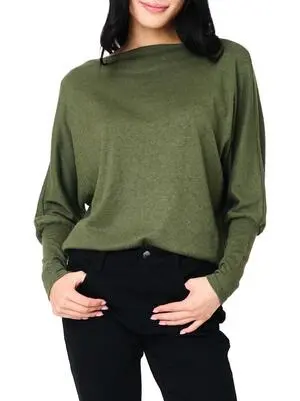 GIBSONLOOK Slouchy Boatneck Top - Martini Olive