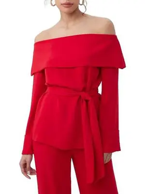 Trina Turk Lyndi Off-the-shoulder Top - Red Spark