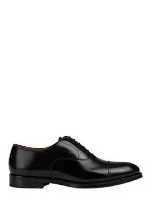 DOUCAL'S Leather Cap Toe Oxford Shoes - Black