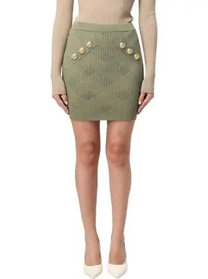 Balmain Button Detailed Knit Mini Skirt - Green