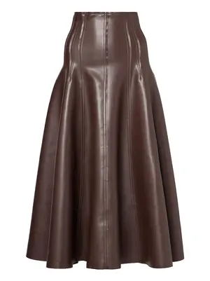 Norma Kamali High-rise Faux Leather Midi Skirt - Brown