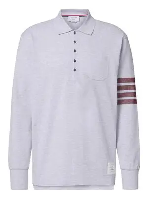 Thom Browne 4-bar Cotton Polo Shirt - Grey